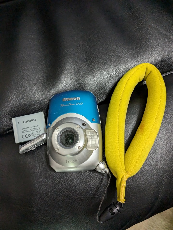 Canon PowerShot D10 12.1MP Waterproof Digital Camera Silver blue Great ...