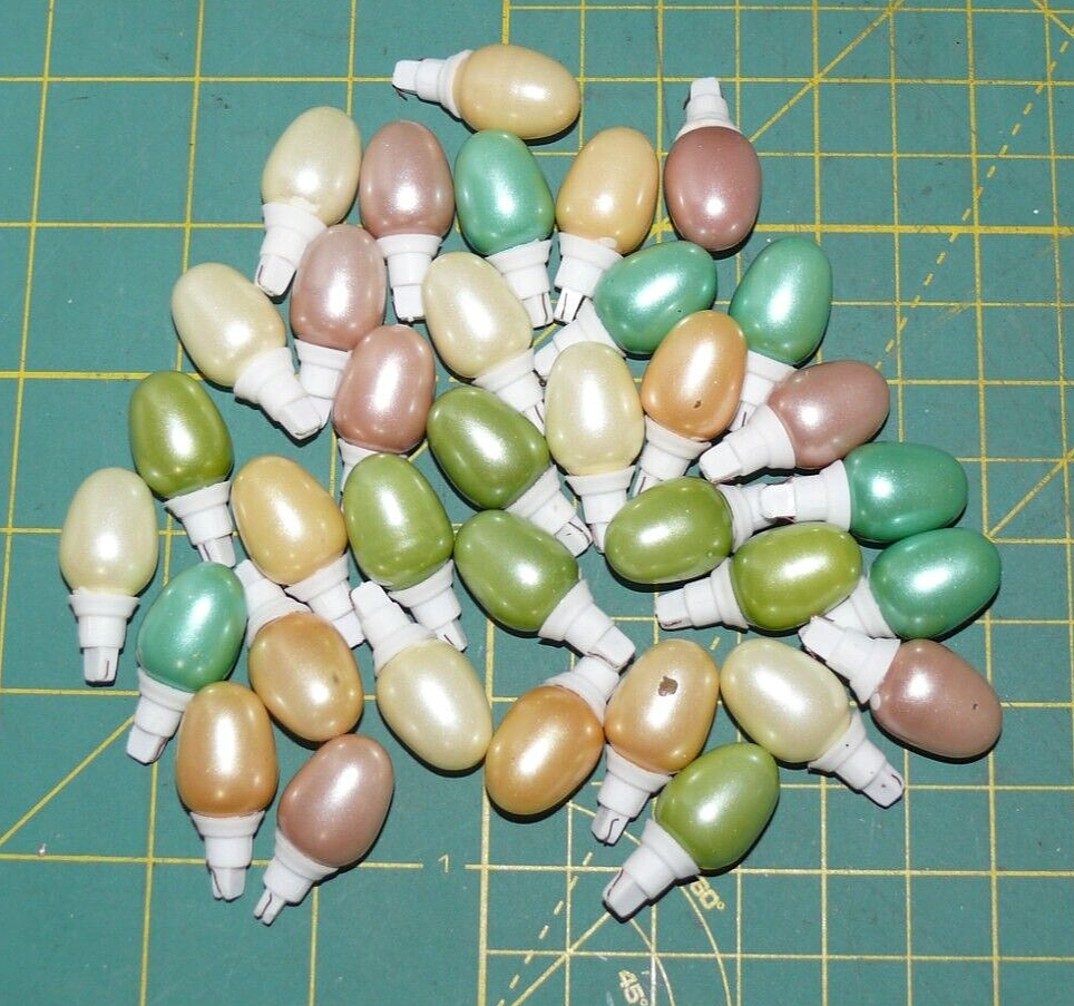 35 Replacement Christmas Pearl JEWEL Light Bulbs Mini Globe Oval Shaped ...