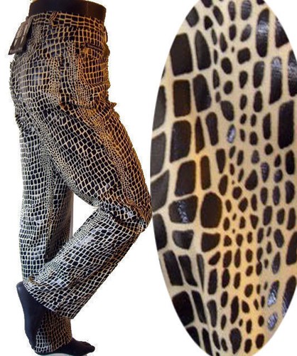ANIMAL print pant Leopard alligator faux leather black white snake jean ...