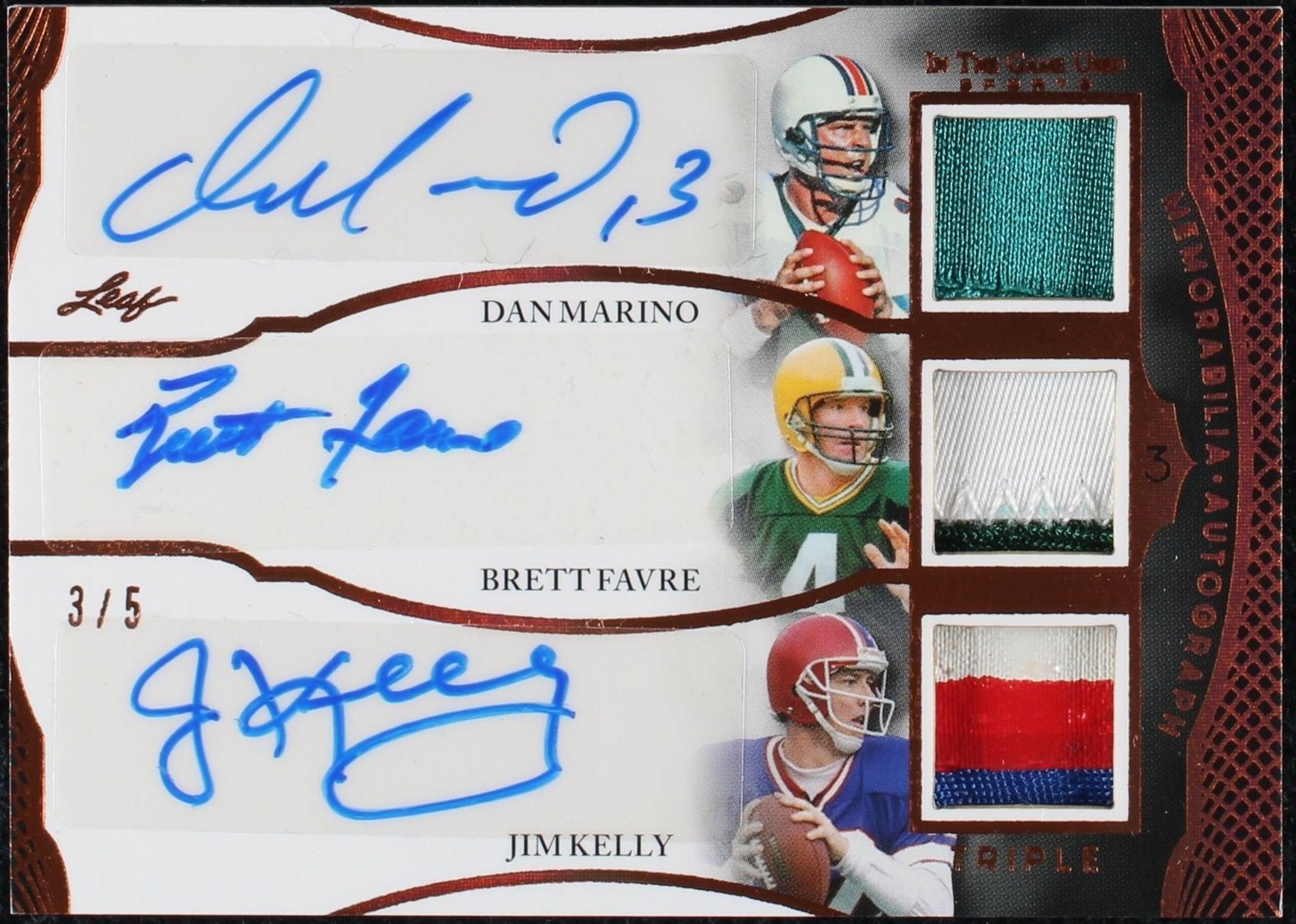 2024 Leaf in the Game Used Sports - Triple Autograph Memorabilia Brett ...