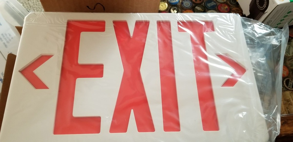 Preferred Industries E1025r Led Red Exit Sign Mean Aluminum Direct View ...