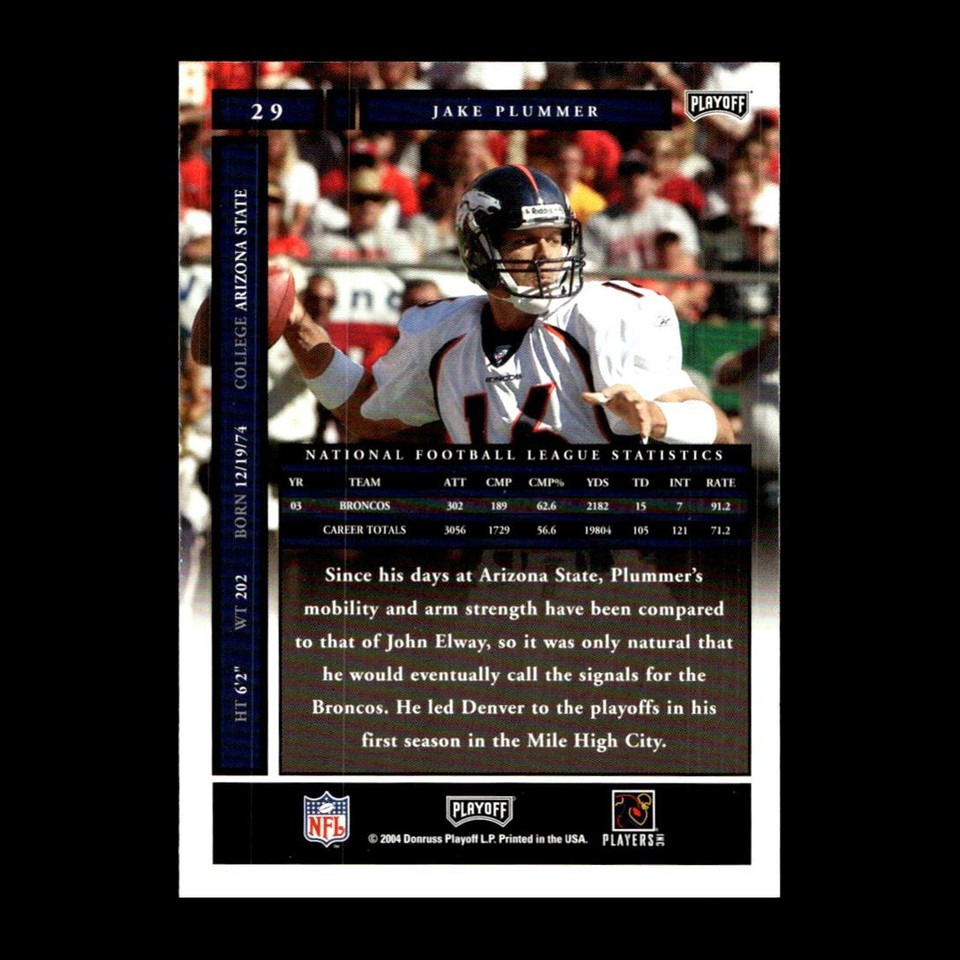 Jake Plummer 2004 Donruss Denver Broncos #29 R327D 28 | eBay