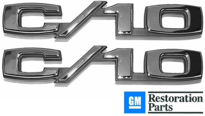 67-72 Chevy/GMC C10 Truck LH & RH C/10 Fender Emblems Pair w/ Fasteners ...
