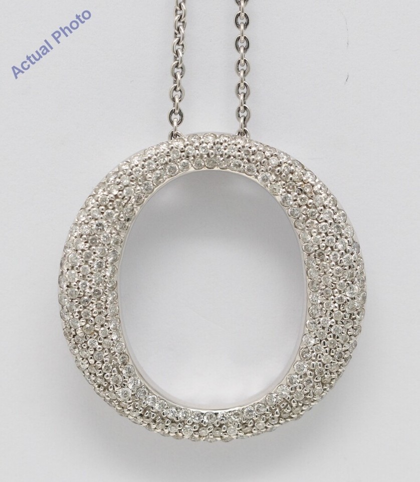 18k Gold White Diamond Pave 0-shape Link Chain Circle Pendant (2 Ct H ...