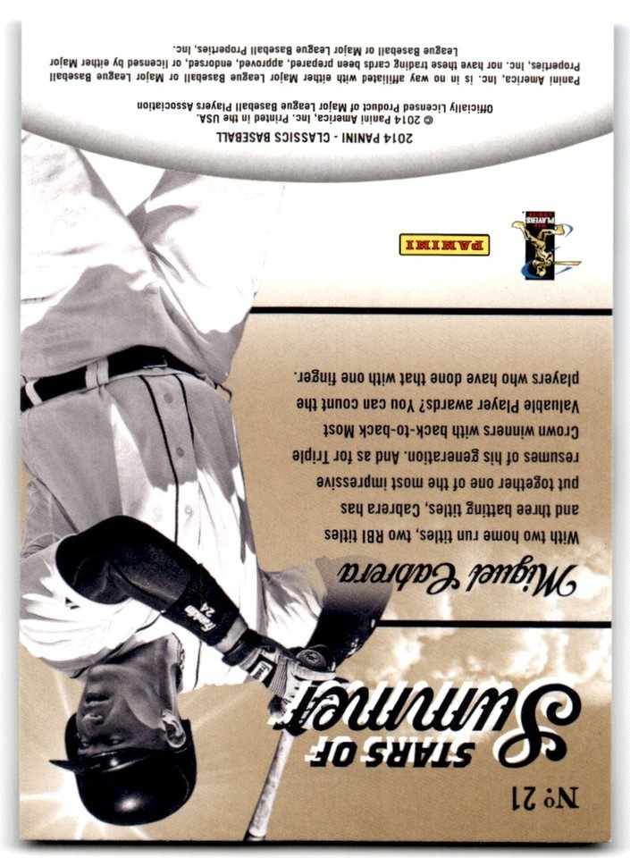 2014 Panini Classics Stars of Summer Miguel Cabrera Detroit Tigers #21 ...