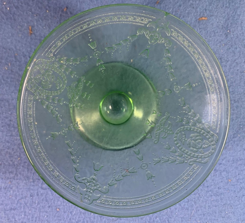 Rose Cameo Depression Glass Sherbet - Uranium Green - Belmont Tumbler ...