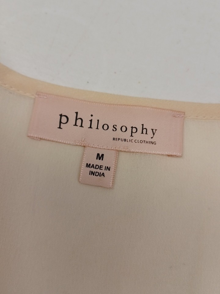 Philosophy Cream Beige Top Beige Semi Sheer Sleeveless Size M | eBay UK