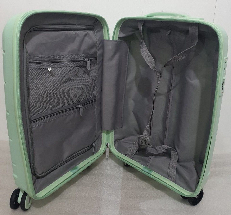 Light Green Hard Shell PP Suitcase Medium Small and Underseat Luggage ...