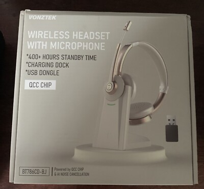 Vonztek Bluetooth Headset with Microphone, QCC Wireless Headphones ...