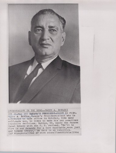 1964 Marco Robles Panama President-elect Treaty Revision Vintage Press ...