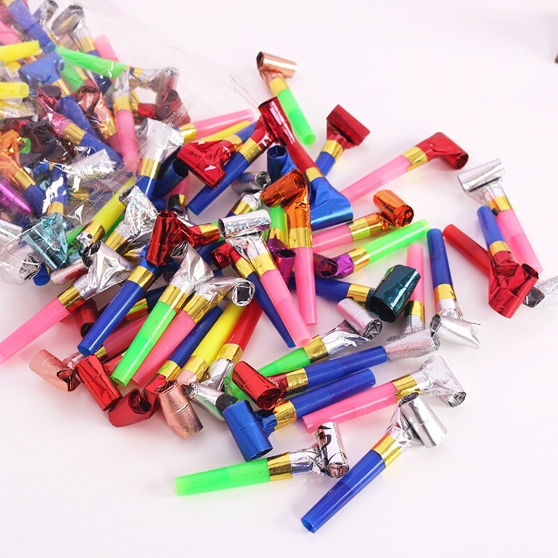 100 PCS Party Blower Colorful Birthday Noisemakers Birthday Blow Horns ...