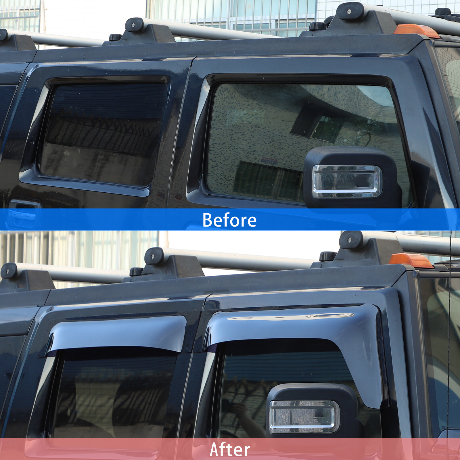 Smoked Side Window Wind Deflector Guard Visor 4PCS Fit For Hummer H2 ...