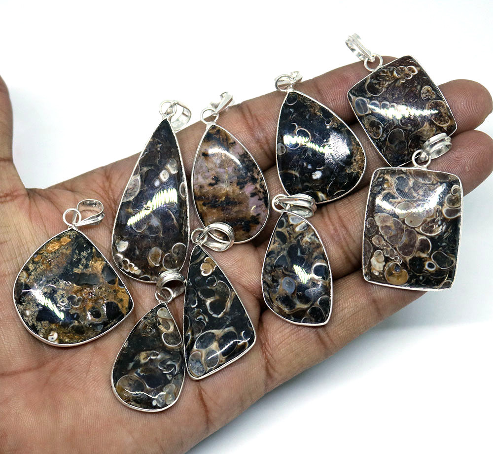 Turtella Jasper Gemstone 10pcs Pendants 925 Sterling Silver Overlay | eBay