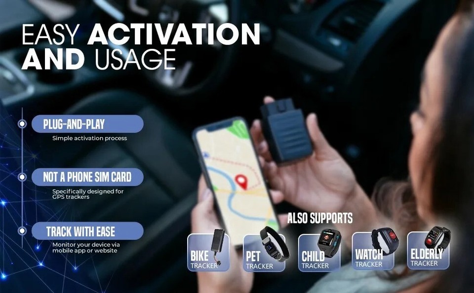 4G Sim Card for GPS Tracking Device Tracker GSM Car Pet Child Smart ...