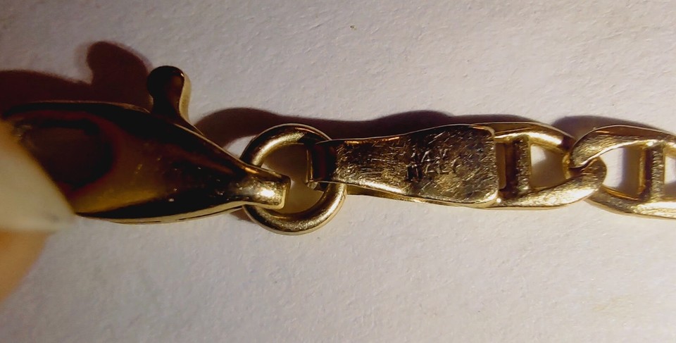 14k Solid Yellow Gold Mariner/Anchor Link Bracelet 7 1/4" -- 4.4grams ...