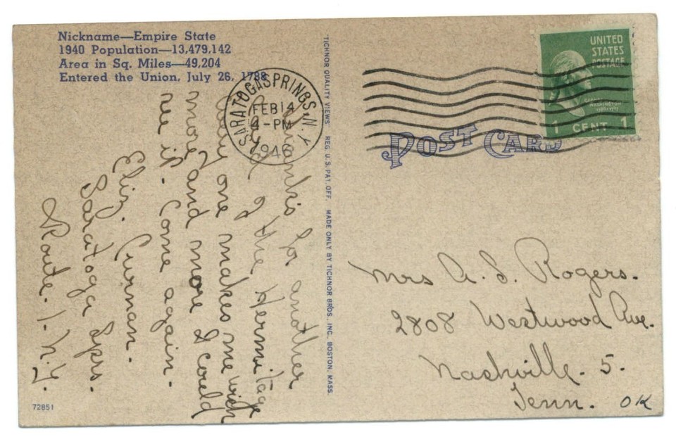 Hornell New York Large Letter horse race track bridge waterfall 1946 ...