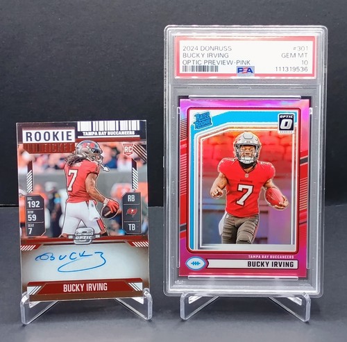 Bucky Irving (2) 2024 Panini Rookie Cards-Rookie Ticket Auto/Optic Pink ...