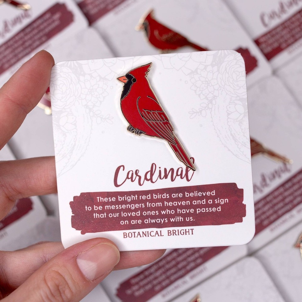 Cardinal Bird Enamel Pin - Gold Plated Brooch - New Nature & Wildlife ...