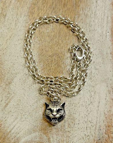 GUCCI ITALY FELINE TIGER CAT Head Sterling Silver 925 Pendant Necklace ...