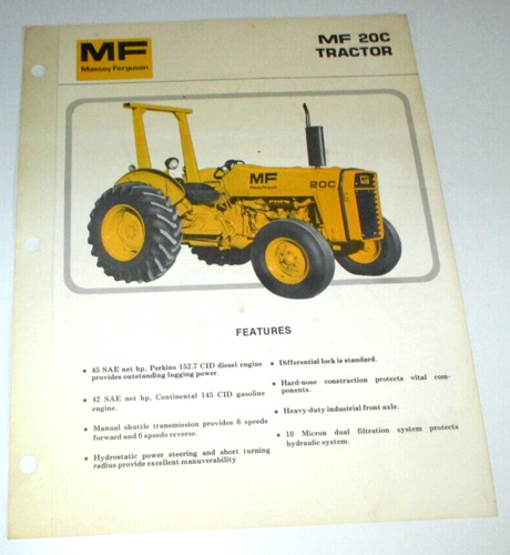 Massey Ferguson MF 20C Industrial Tractor Specifications Sales Brochure ...