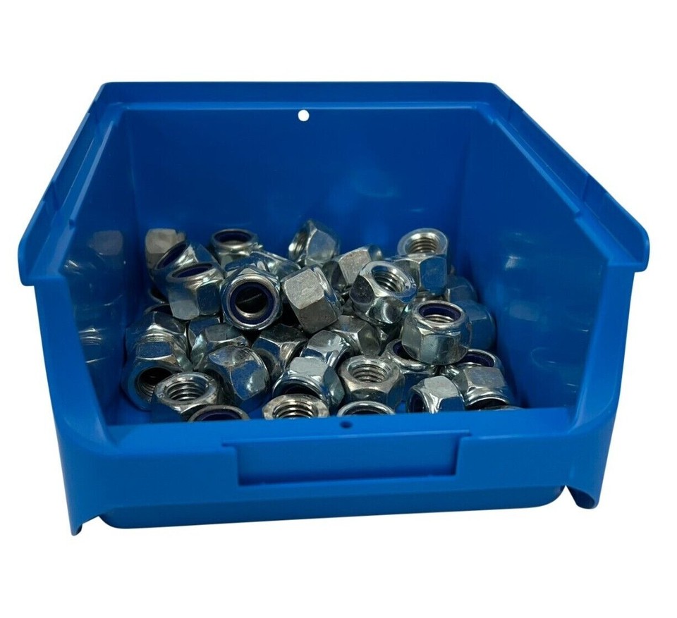 Hanging stacking plastic parts storage lin bins boxes garage workshop ...