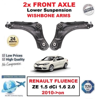 2x FRONT AXLE Lower Wishbone ARMS for RENAULT FLUENCE 1.5 dCi 1.6 2.0 ...