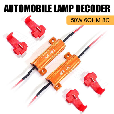 (2)6OHM 50WATT LED LIGHT LOAD RESISTOR LED TAIL/TURN SIGNAL HYPER FLASH ...