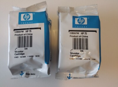 Genuine HP #75 Color Ink Cartridge CB337W Tri-Color Lot of 2 New SEALED ...