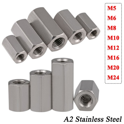 Full Thread M5 to M24 Hex Coupling Nuts Sleeve for Thread Rod Stud A2 ...