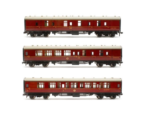 HORNBY DUBLO 'OO' GAUGE LOT OF 3 BR MAROON CORRIDOR/PASSENGER BRAKE ...