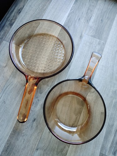 Vision Glass Corning France Pyrex Amber .5 L Sauce Pan & 7" Waffle Fry ...