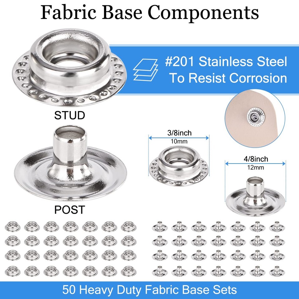 Canvas Snap Kit,Marine Grade Stainless Steel Screw Snaps,Boat Cover ...