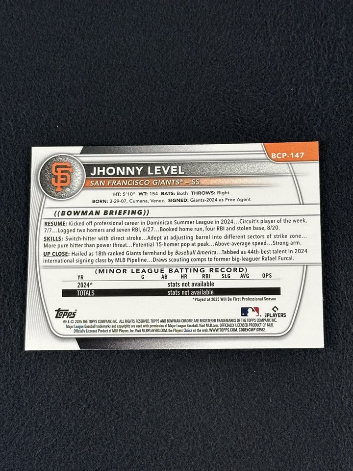 2025 Bowman Mega Box JHONNY LEVEL 1st Bowman Mojo #BCP-147 San ...