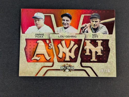 Jimmie Foxx Lou Gehrig Mel Ott 2008 Topps Triple Threads Bat Relic ...