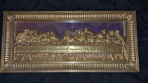 3D LAST SUPPER PLAQUE BEAUTIFUL VINTAGE HOME INTERIOR MIRRORED WALL ART ...