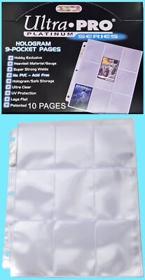 10 ULTRA PRO PLATINUM 9-POCKET Card Pages Sheets Protectors Collectible ...
