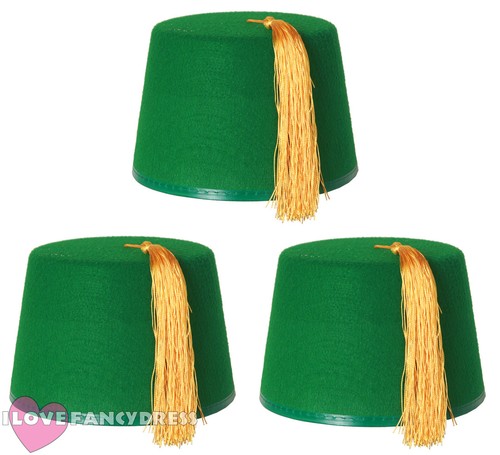 ADULT GREEN FEZ HAT TURKISH FANCY DRESS MOROCCAN STYLE COSTUME ...