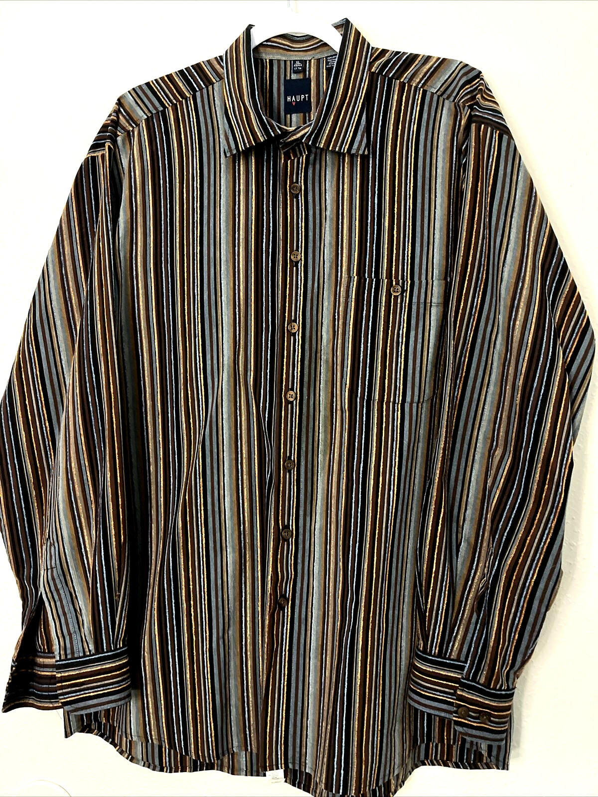 Haupt Germany Mens Shirt Striped Textured Size XL 43/… - Gem