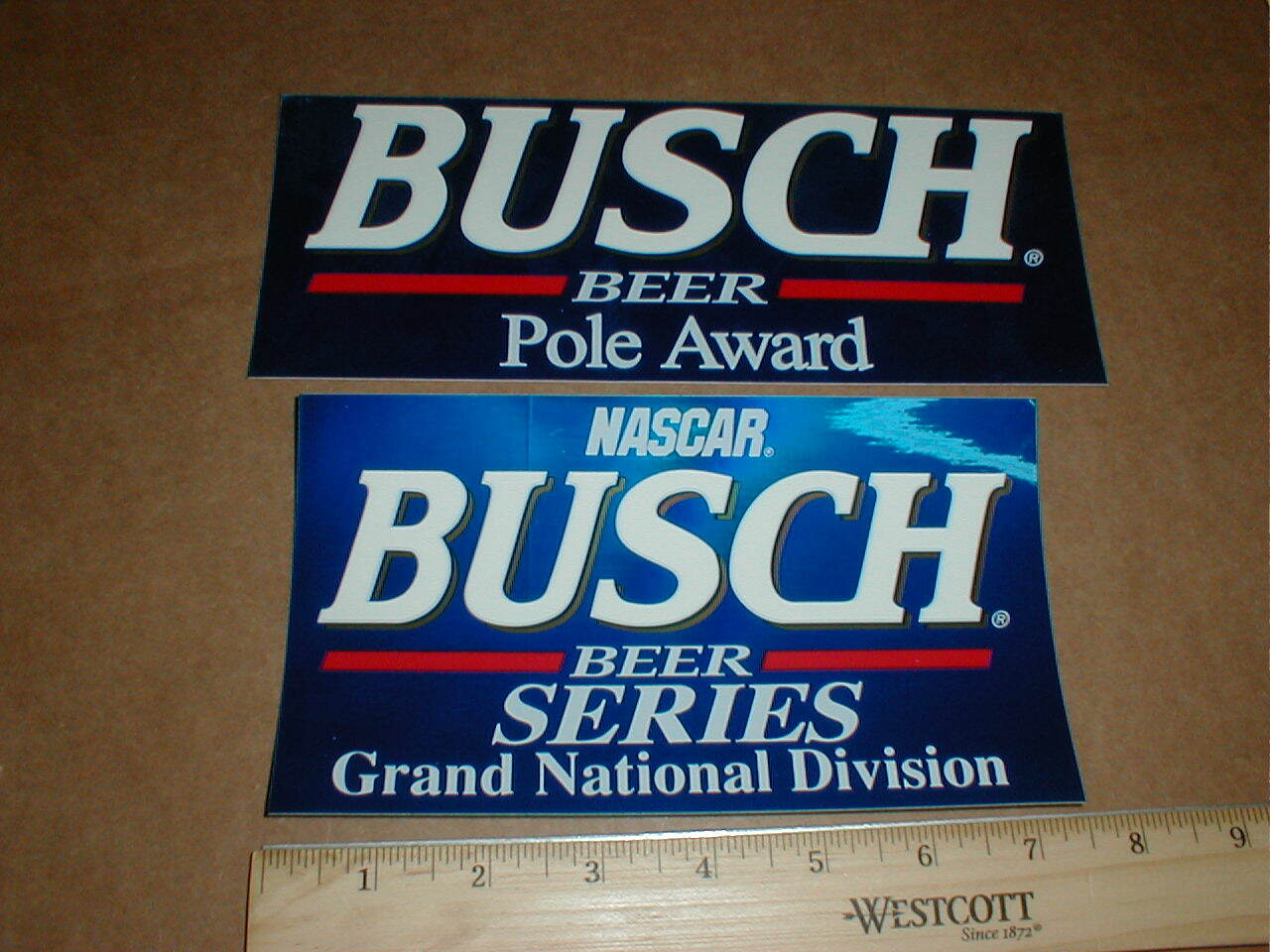 vtg original pair Busch pole award NASCAR Grand National racing decal ...