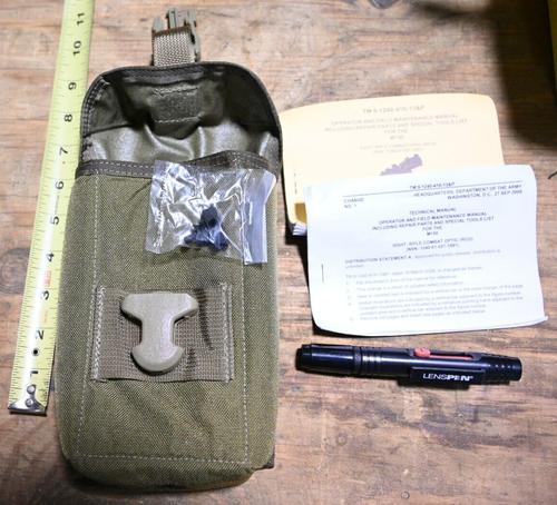 New Coyote Trijicon ACOG Optic Pouch MOLLE M150 w/ LaRue Tool, Lens Pen ...