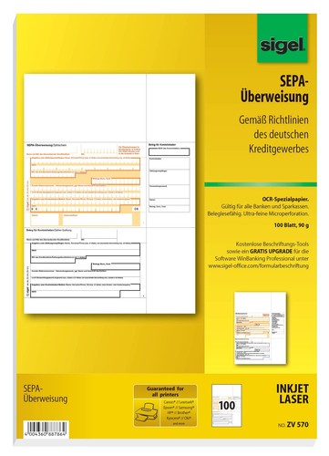 Sigel SEPA Transfer Form a4 100 4004360887864| eBay