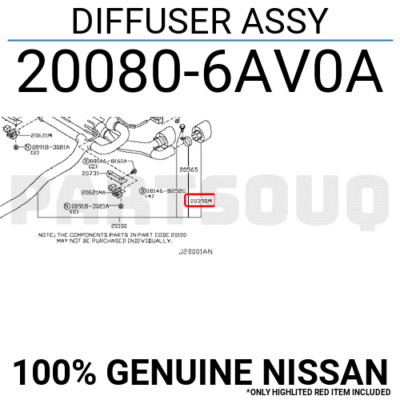 200806AV0A Genuine Nissan DIFFUSER ASSY 20080-6AV0A | eBay