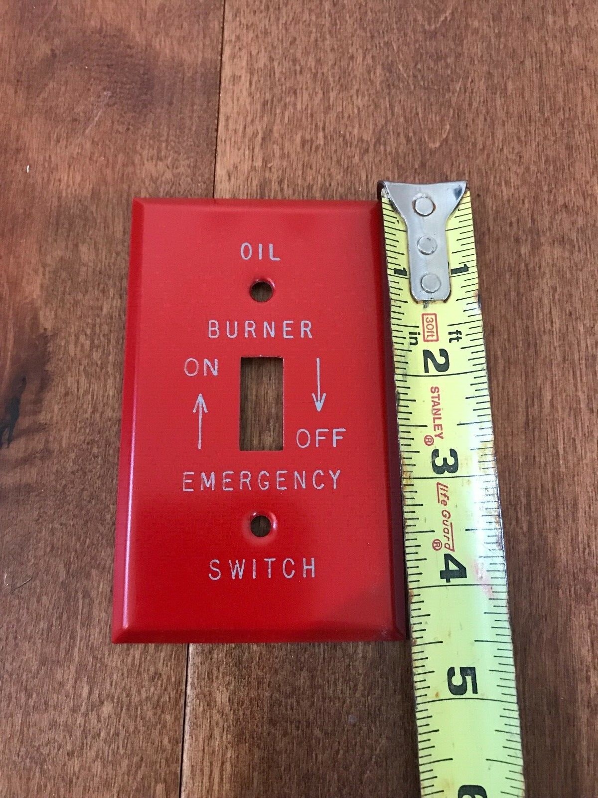 2 PACK- Emergency Oil Burner Metal Switch Cover WALL PLATE Red 2-3/4 X ...