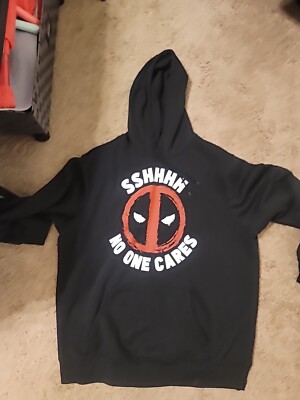 Marvel Deadpool Shh no one cares black hoodie men size XL NWT | eBay