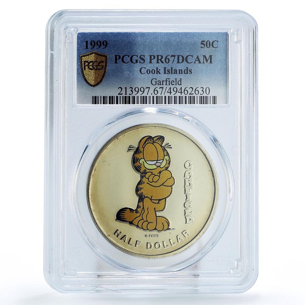 Cook Islands 1/2 dollar 50 cents Cartoons Garfield Cat PR67 PCGS CuNi ...