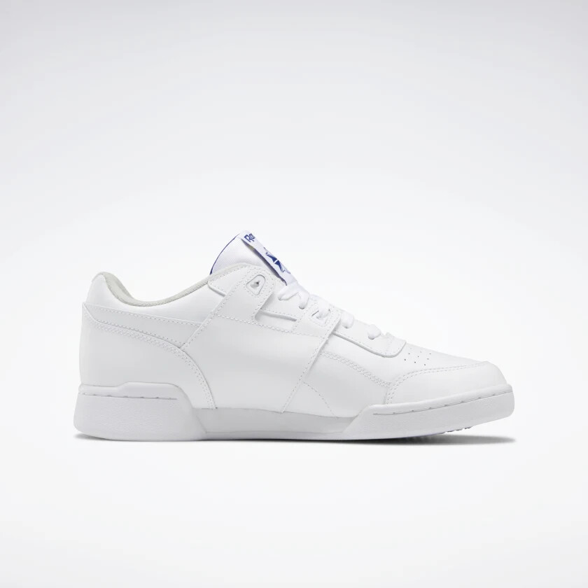 Reebok Workout Plus White Royal Blue Logo Mens Shoes Sizes 7.5 - 12 ...