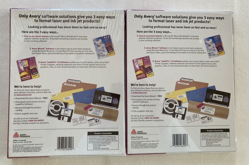 (2) Avery 6490 Diskette Labels 3.5" Remove 'Em Removable 375 Each=750 ...