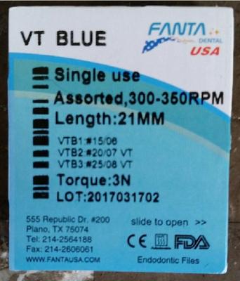 Dental Endo Rotary VT Blue 3pcs NiTi Files 21 mm Beat Vortex Root Canal ...