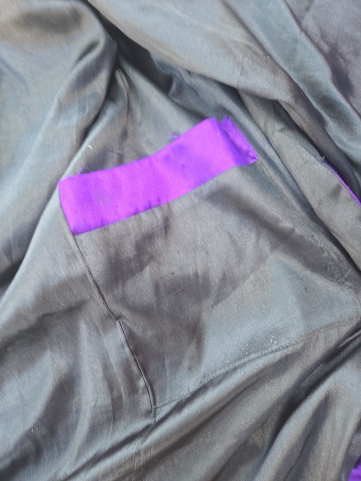 Reversible Embroidered Dragon Satin Robe Kimono L Purple/Black, Pockets ...