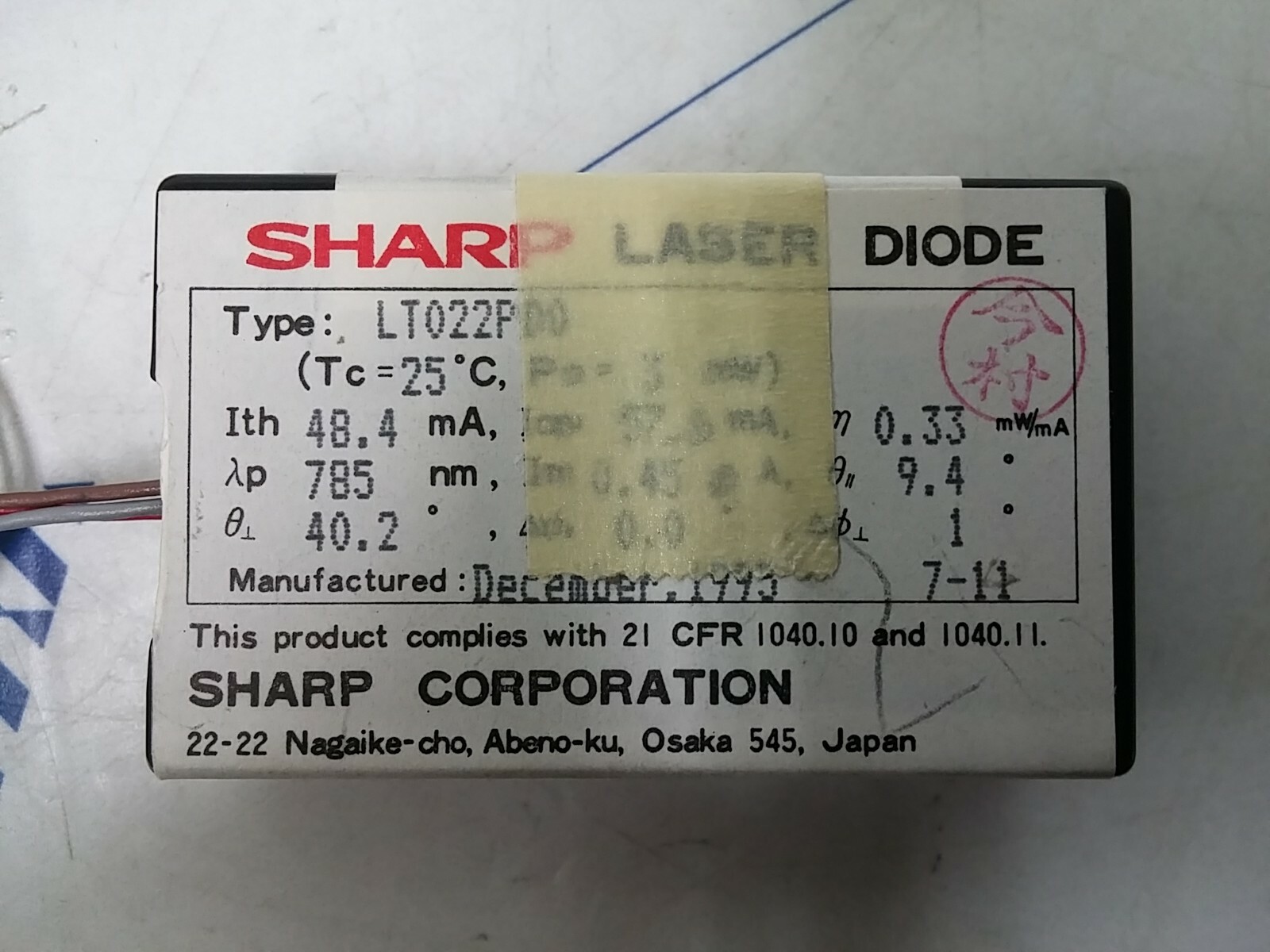 402-0102// SHARP LT022PD0 LT022PD LASER DIODE [USED/FAST] | eBay